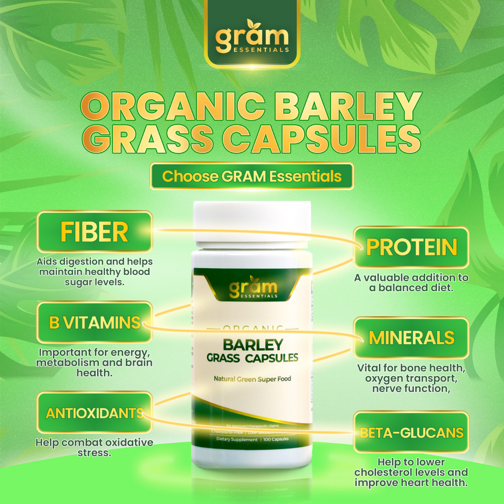 Organic Barley Grass Capsules – GRAM Essentials